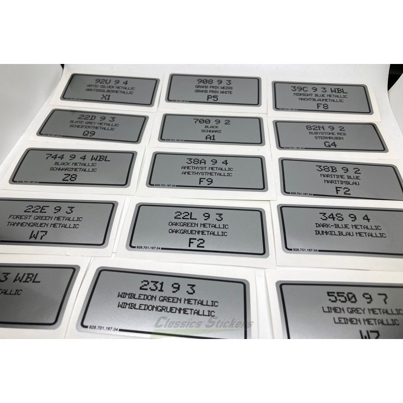 Color Code Label For Porsche 911 Or 928 Color Code Label For Porsche 911 Or 928